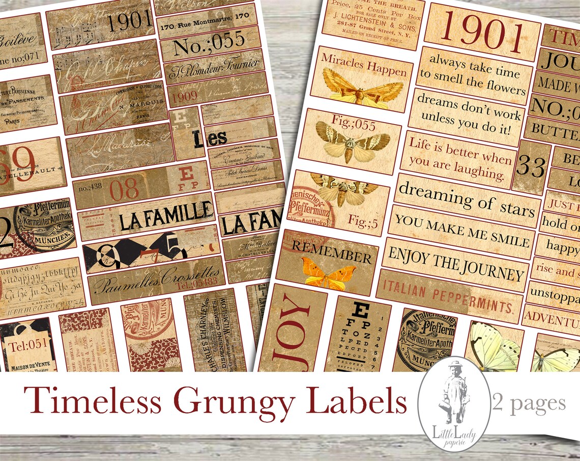 Labels Digital Vintage Label Junk Journal Digital Grungy | Etsy