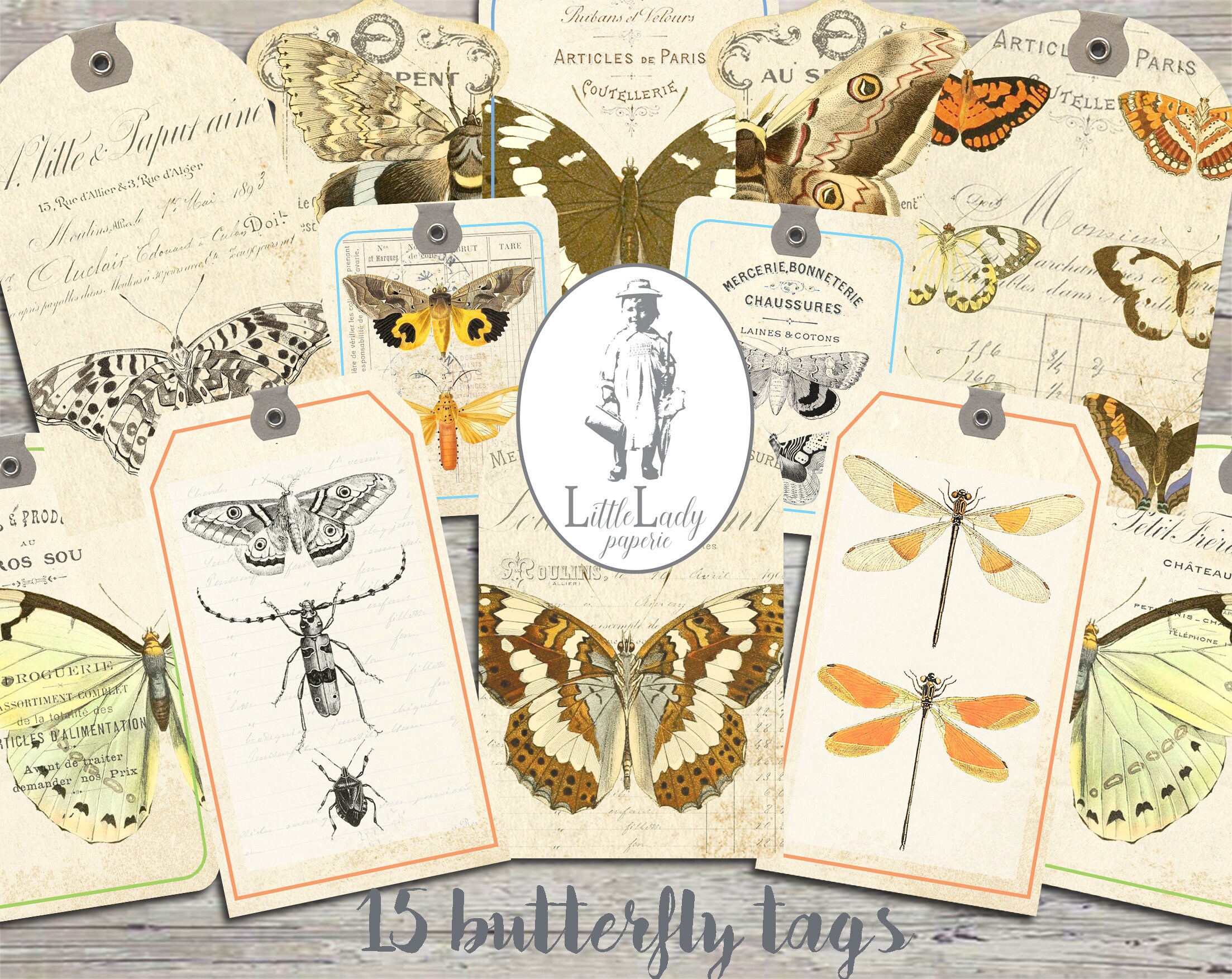 Butterfly Junk Journal Gift Tag Digital Scrapbooking Butterfly - Etsy