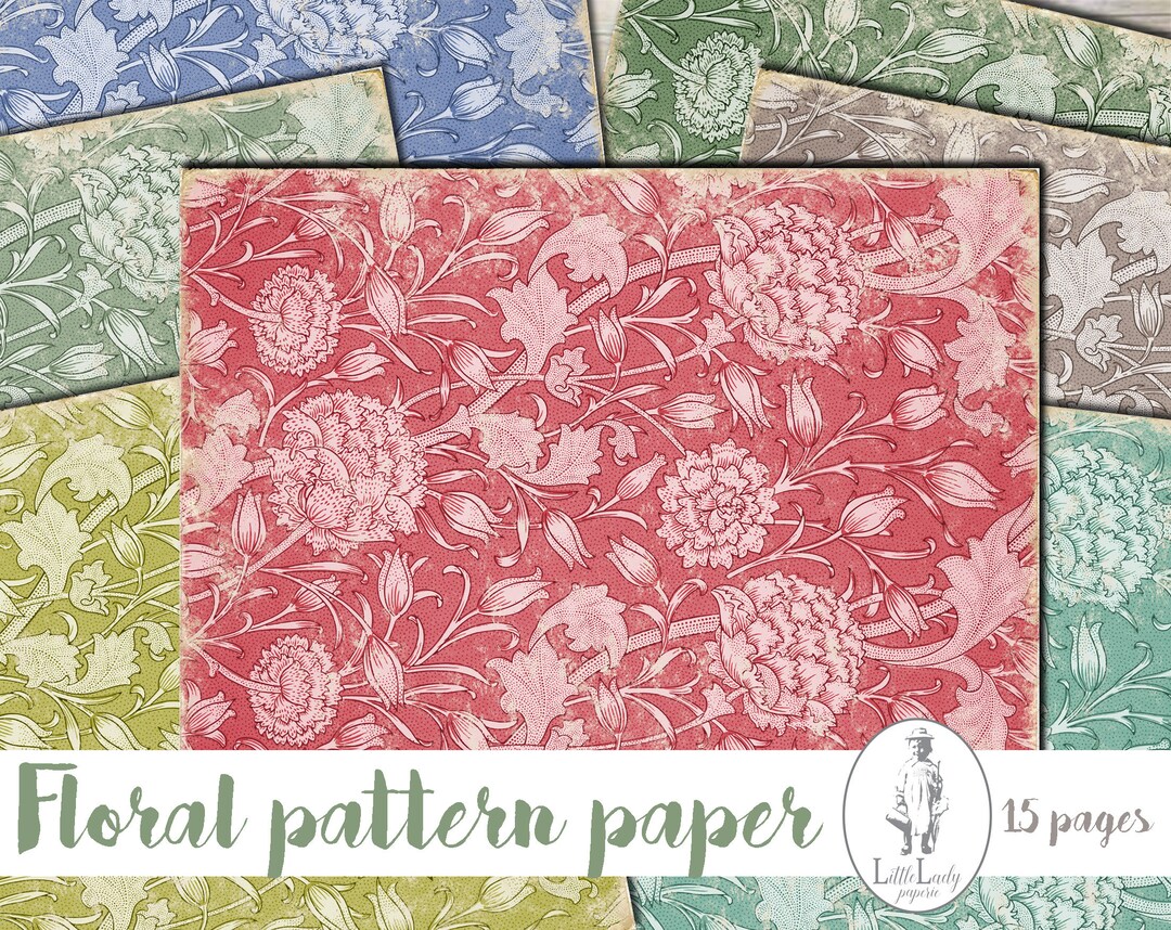 Floral Pattern Junk Journal Pages Shabby Chic Pattern Collage Sheet ...