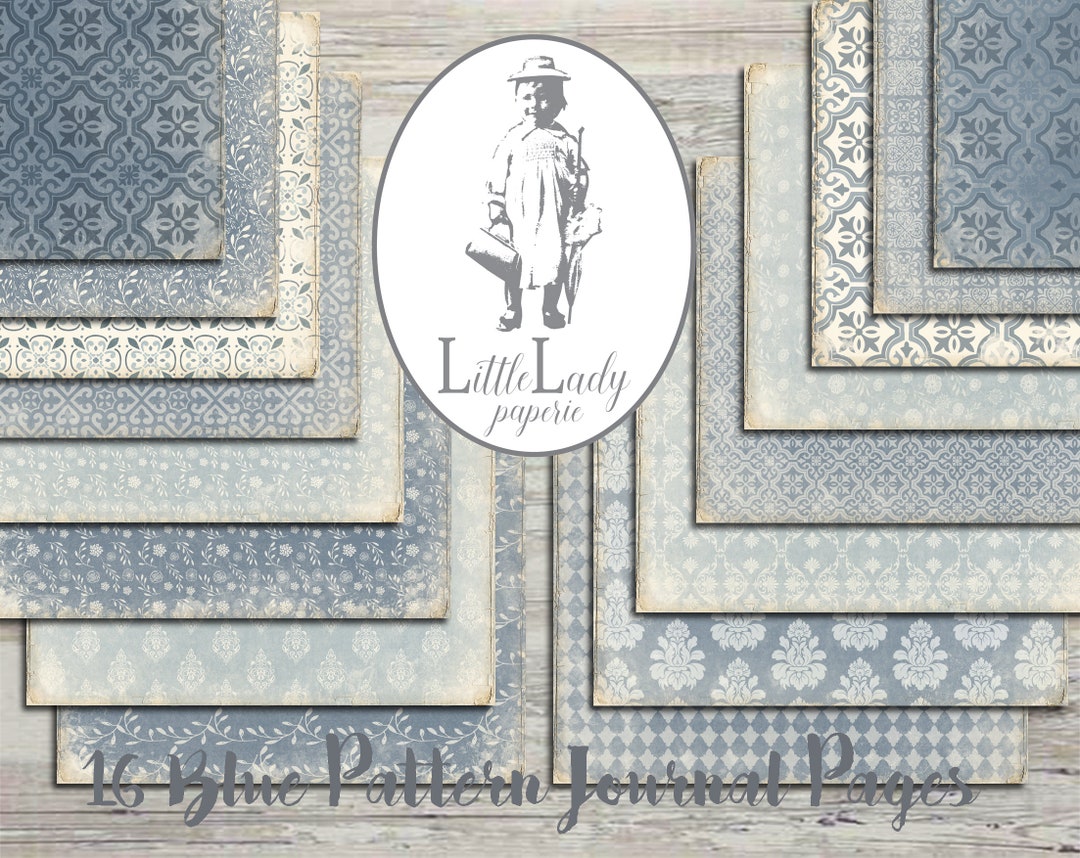 Blue Patten Junk Journal Digital Blue Journal Pages Printable Blue ...