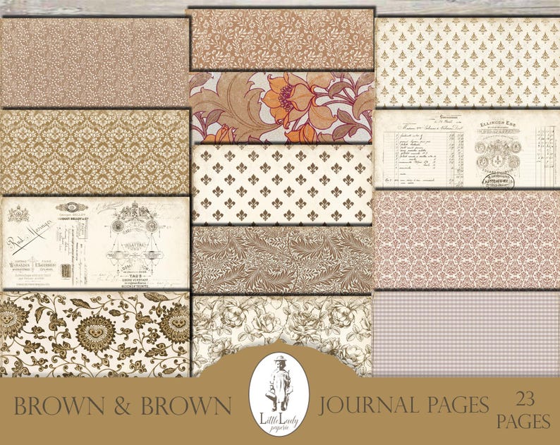 Brown Damask Journal Paper, Printable Ephemera (digital Download) - Etsy