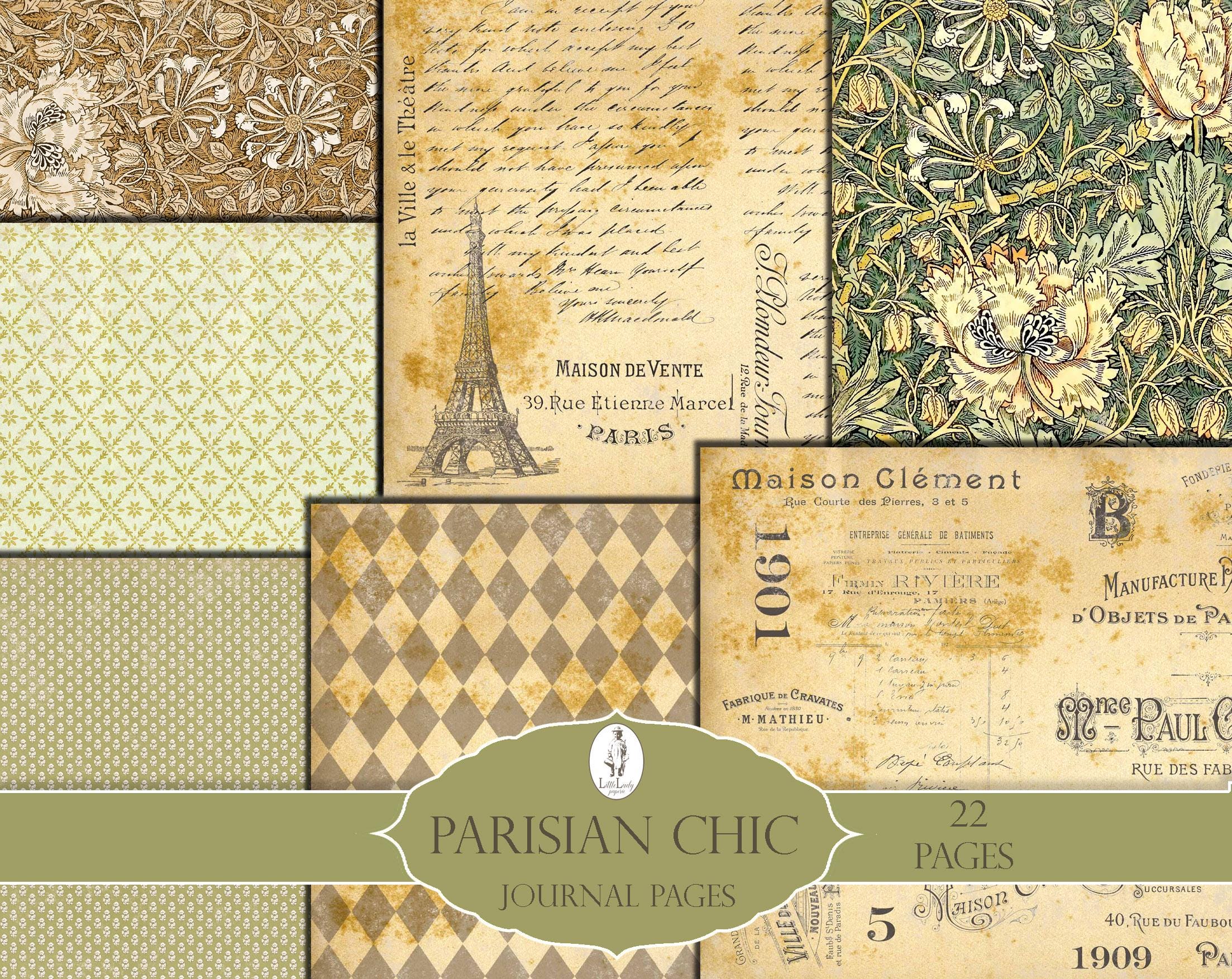 French Junk Journal Digital Pages Paris Butterfly Set French Ephemera ...
