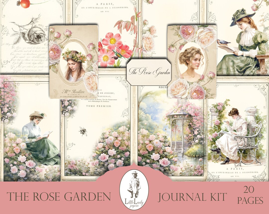 Rose Garden Victorian Junk Journal Digital Kit Roses Garden Victorian ...