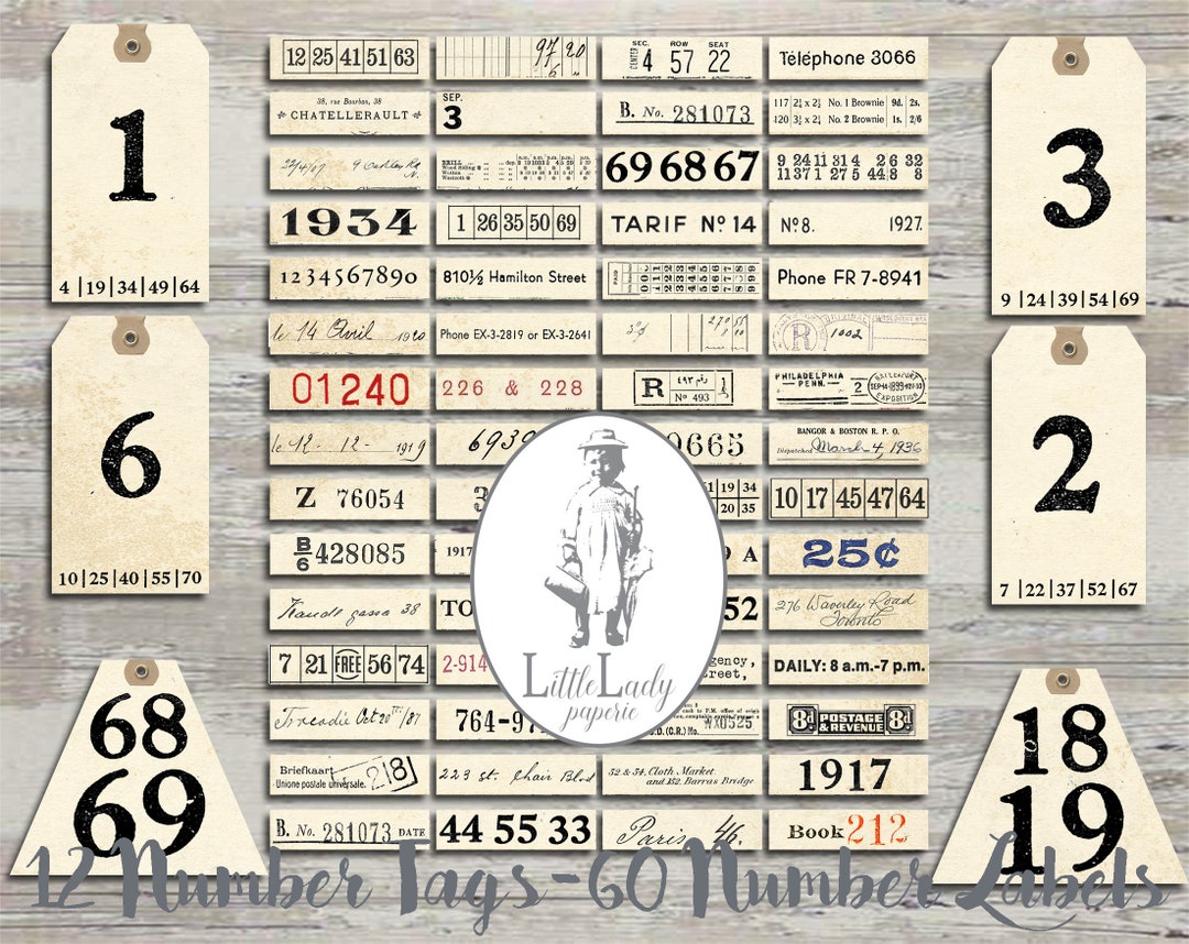 Numbers Labels Printable Number Tags Digital Numbers Mini Labels Junk ...