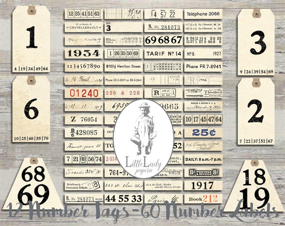 Numbers Labels Printable Number Tags Digital Numbers Mini - Etsy