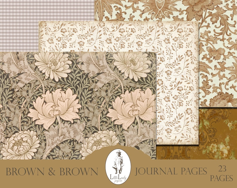 Brown Damask Journal Paper, Printable Ephemera (digital Download) - Etsy
