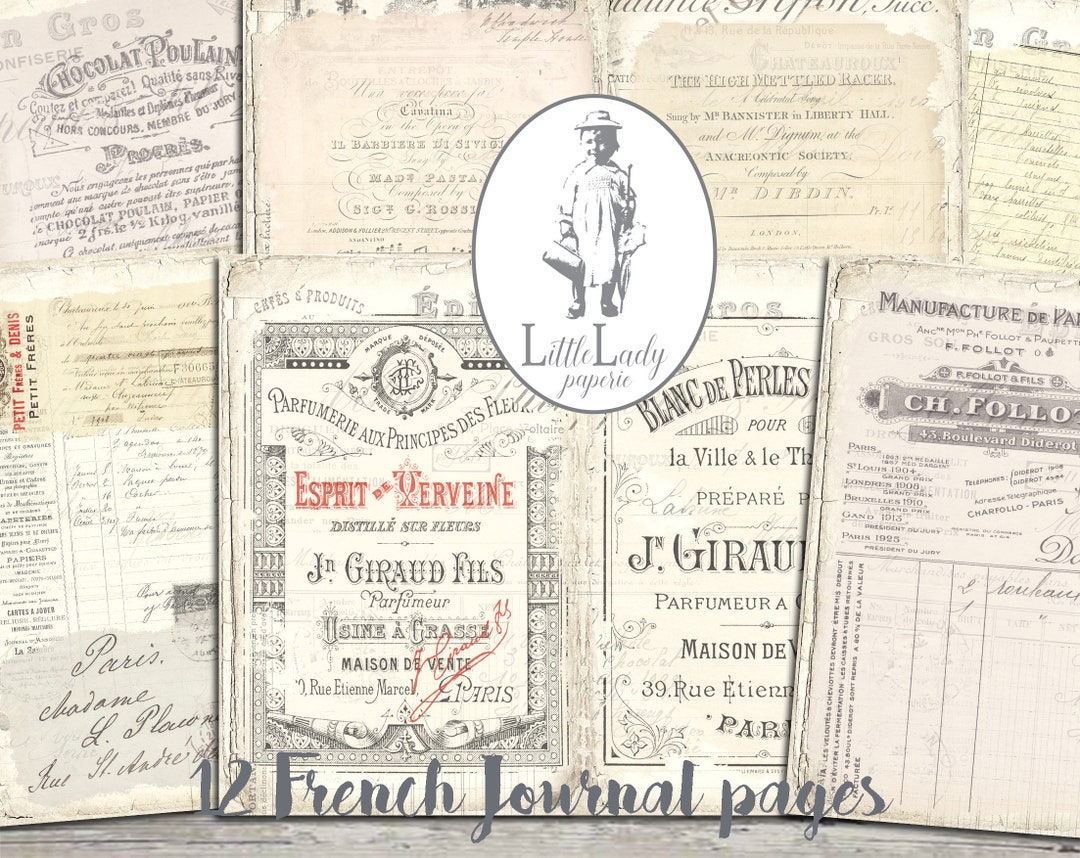 French Journal Pages Ephemera Paris Digital Journal Pages Journal Paper ...