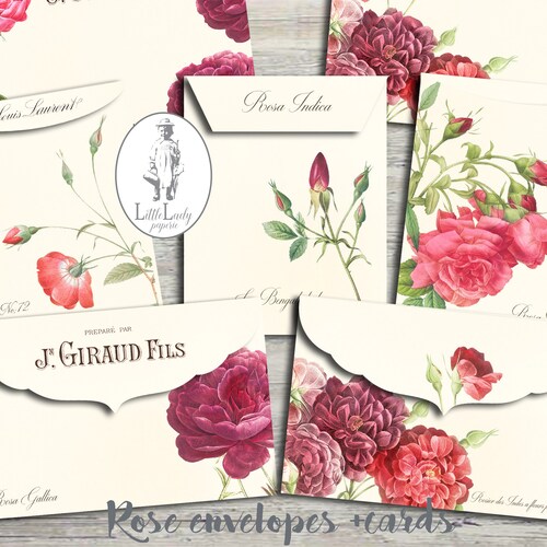 Rose Junk Journal Digital Envelopes Rose Envelopes Printable - Etsy