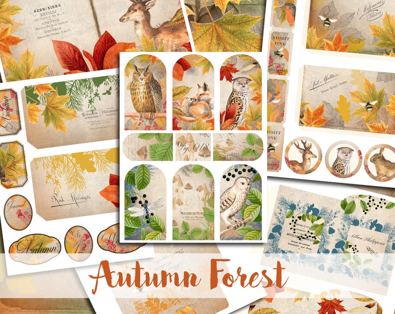 Autumn Junk Journal Forest Kit Fall Junk Journal Digital Autumn Collage ...