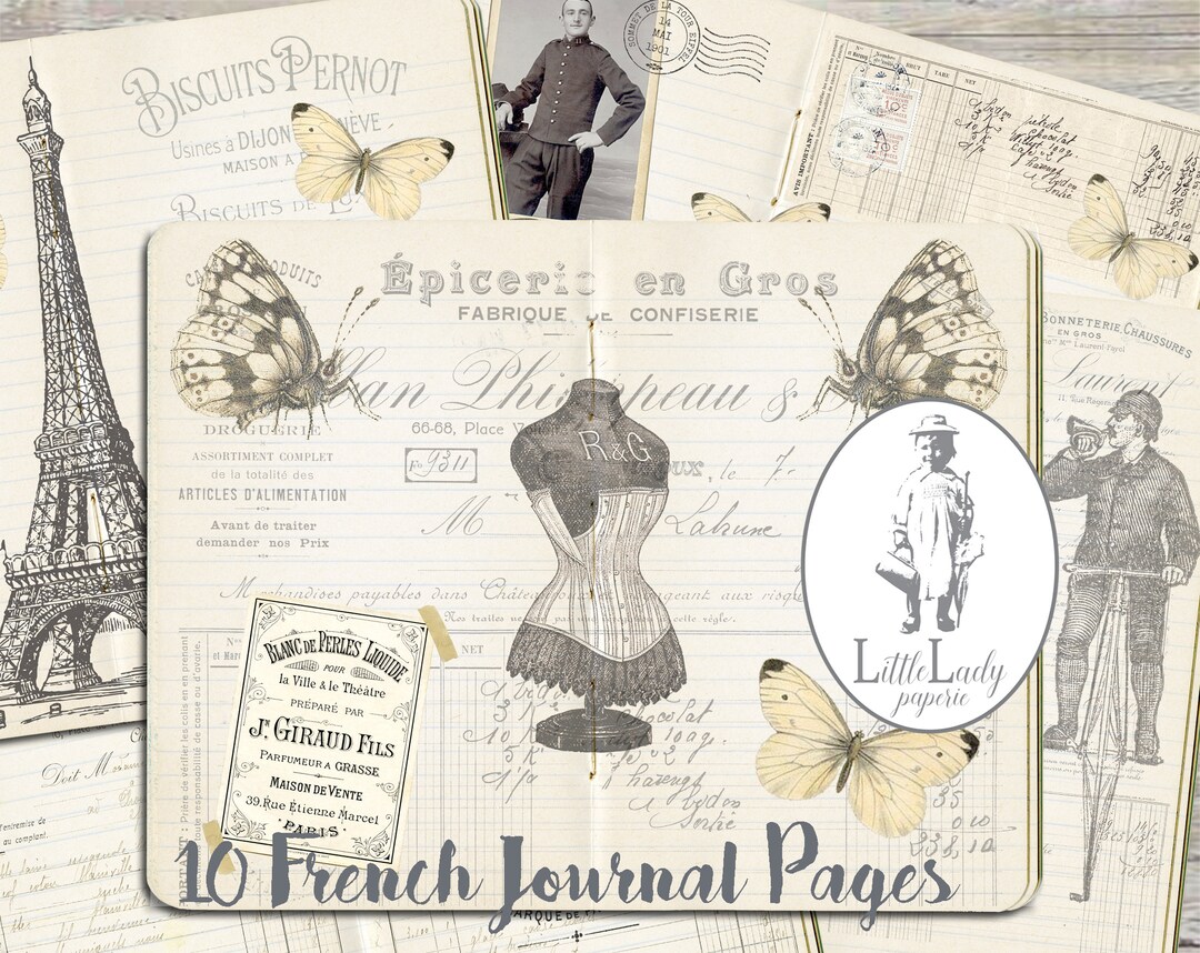 French Journal Pages French Steampunk Collage Sheet Scrapbooking Paris ...