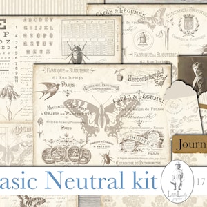 Basic Neutral Junk Journal Digital Kit Basic Pages Printable Kit ...