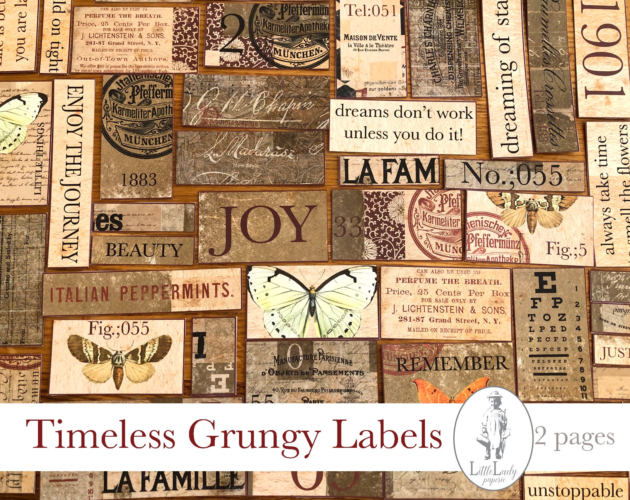 Labels Digital Vintage Label Junk Journal Digital Grungy - Etsy