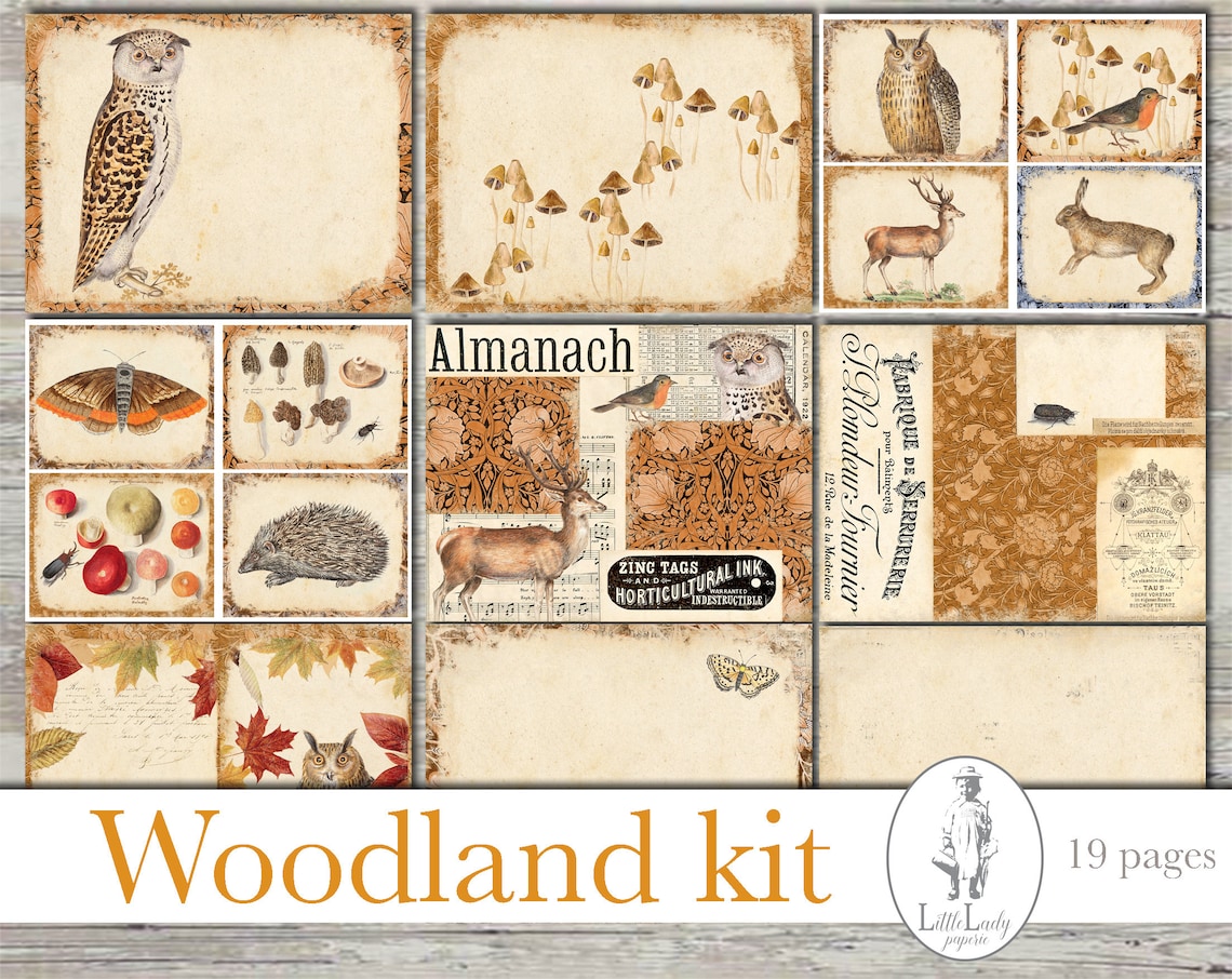 Woodland Forest Junk Journal Digital Kit Woodland Pages - Etsy