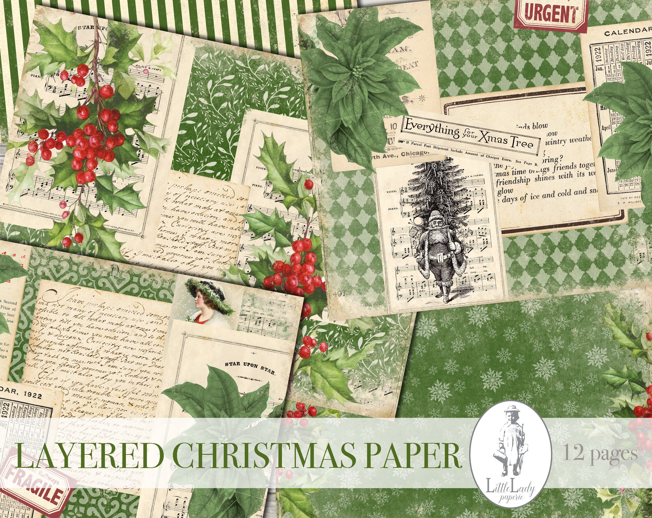 Christmas Junk Journal, Junk Journal Kit Digital Junk Journal Junk ...
