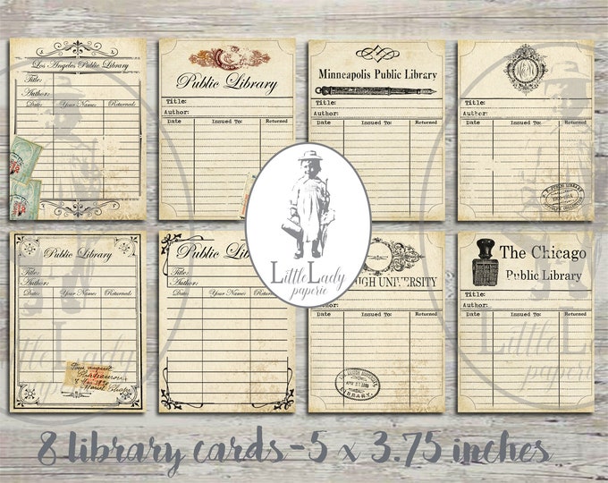 Digital Vintage Library Card Ephemera - Etsy Canada