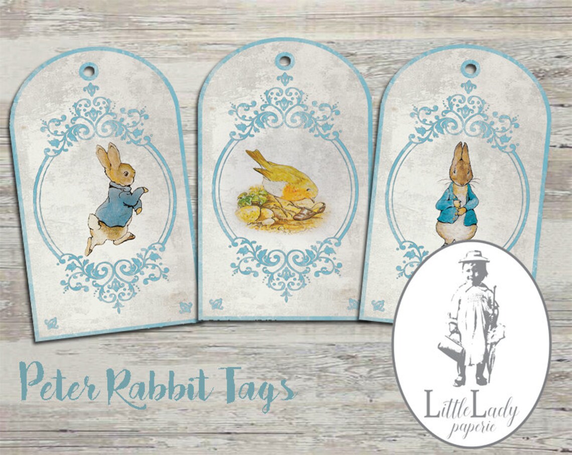 Vintage Peter Rabbit Gift Tags Labels Printable Tags Paper - Etsy