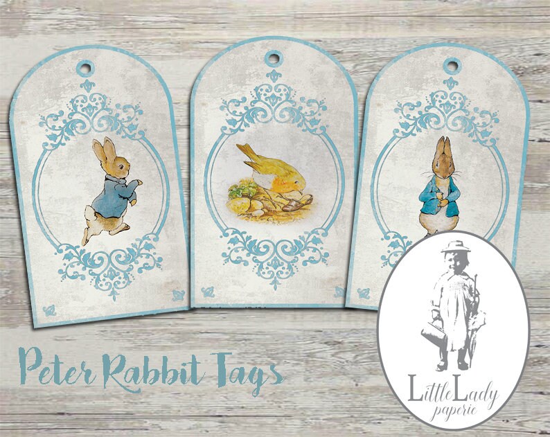 Vintage Peter Rabbit Gift Tags Labels Printable Tags Paper - Etsy