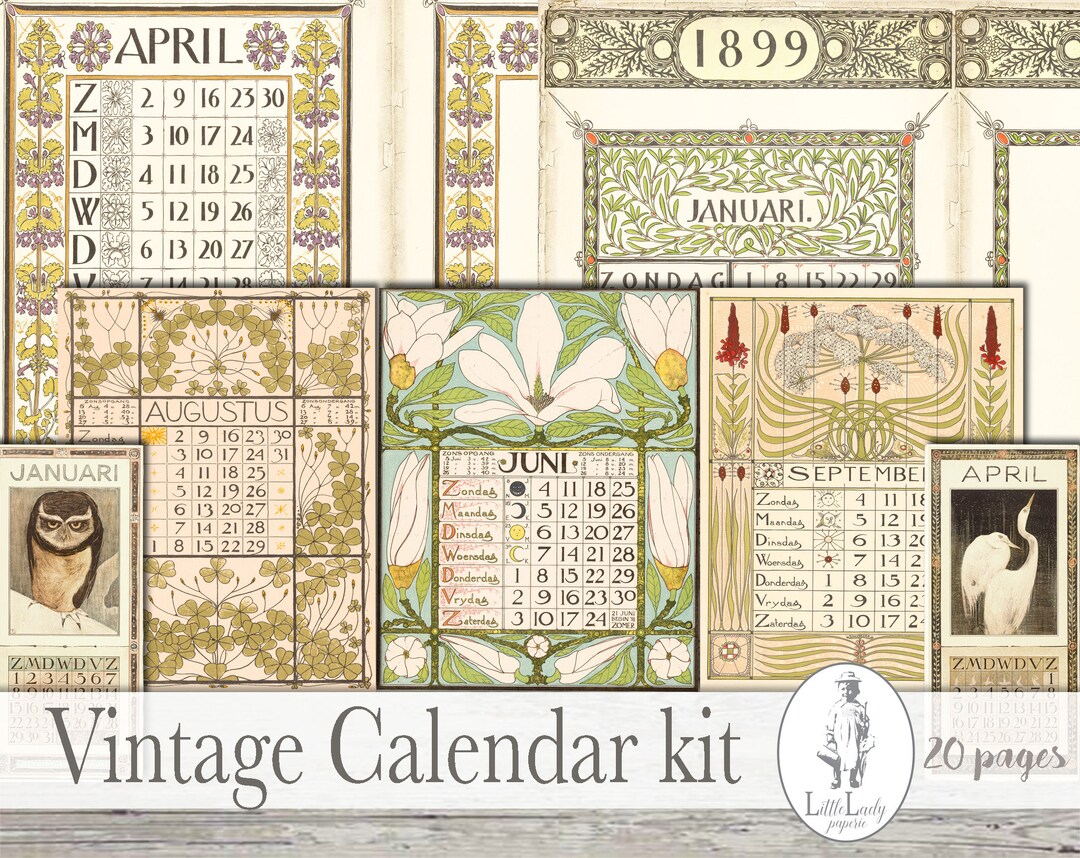 Junk Journal Digital Calendar Kit Junk Journal Set Basic Pages Calendar ...