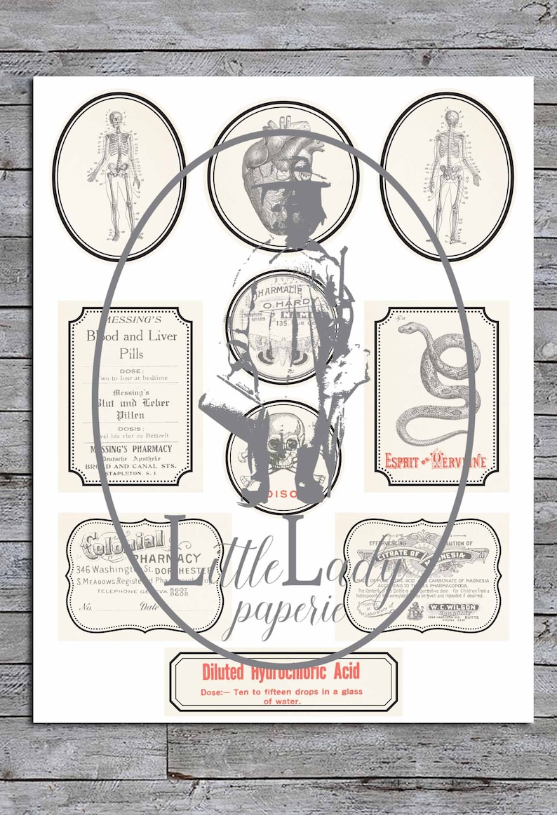 Vintage Apothecary Labels - Printable Medical Ephemera (digital ...