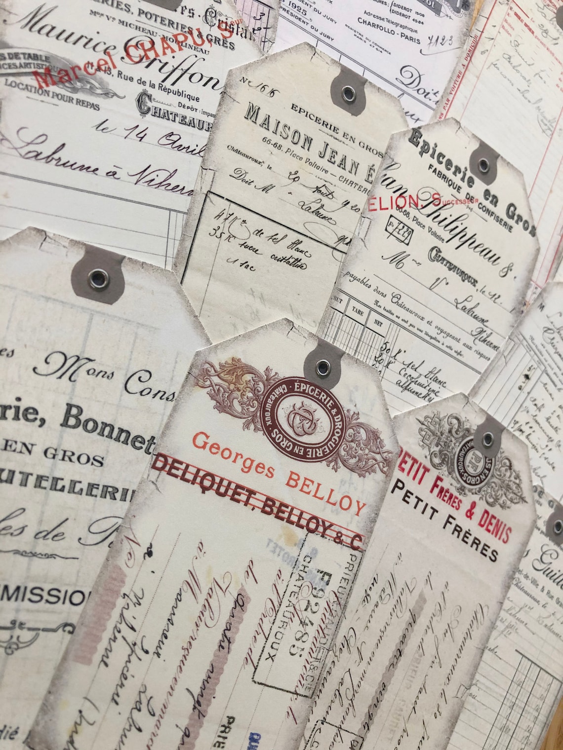 French Vintage Gift Tags Printable Receipt Tag Digital Junk | Etsy