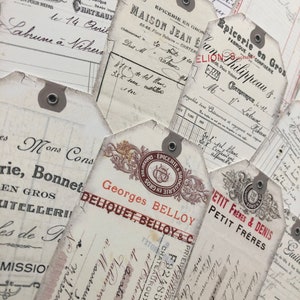 French Vintage Gift Tags Printable Receipt Tag Digital Junk Journal ...