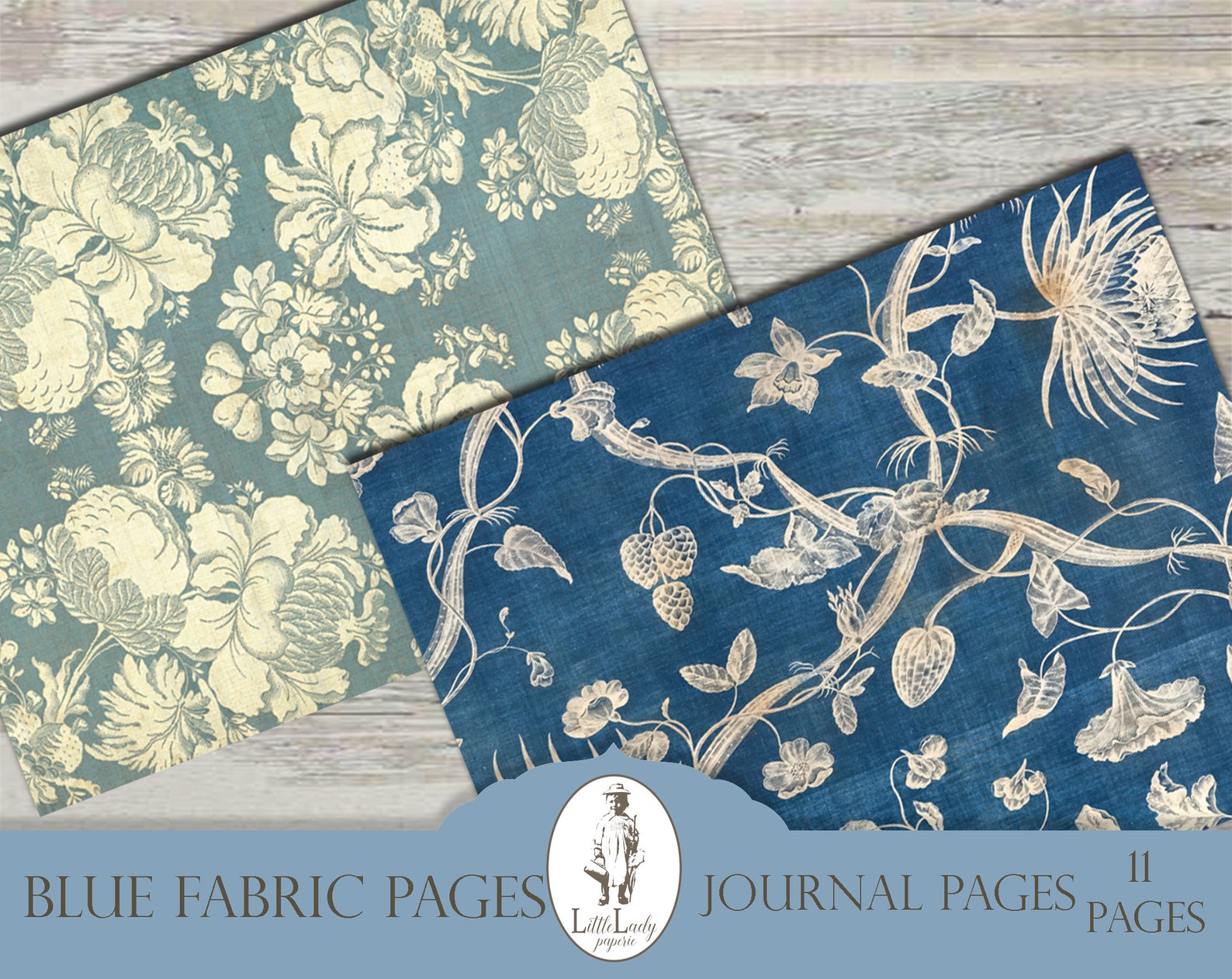 Blue Victorian Fabric Junk Journal Pages (digital Download) - Etsy