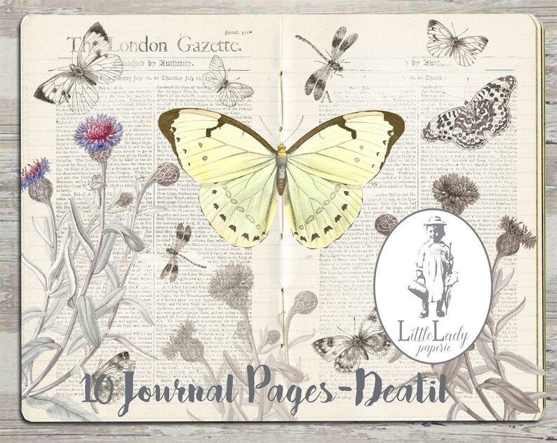 Butterfly Journal Pages Printable Scrapbooking Junk Journal - Etsy