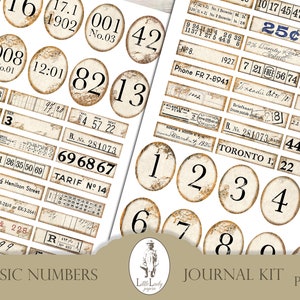 Basic Numbers Digital Labels Digital Junk Journal Numbers Printable ...