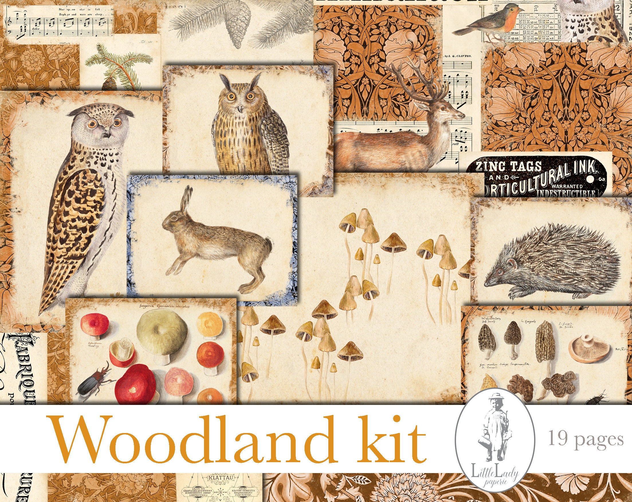 Woodland Forest Junk Journal Digital Kit Woodland Pages - Etsy