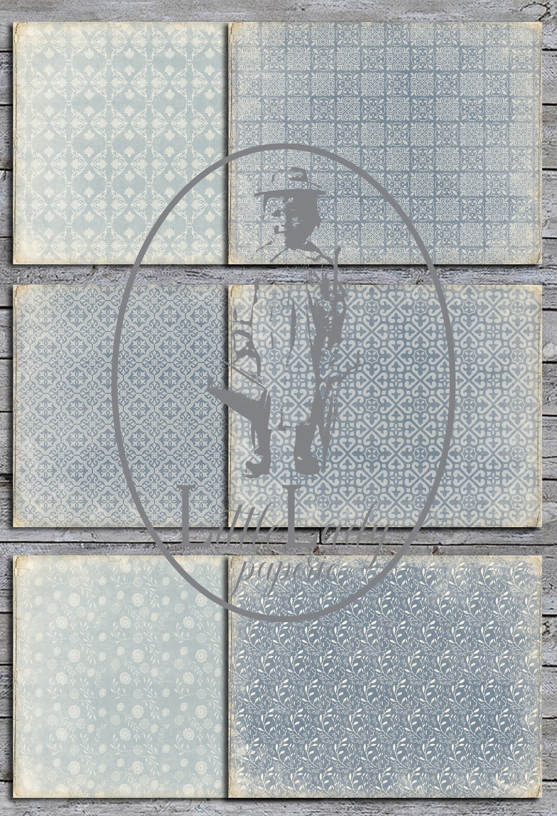 Blue Patten Junk Journal Digital Blue Journal Pages Printable Blue ...