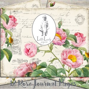 Roses Junk Journal Shabby Chic Digital Journal Pages Rose Ephemera Rose ...