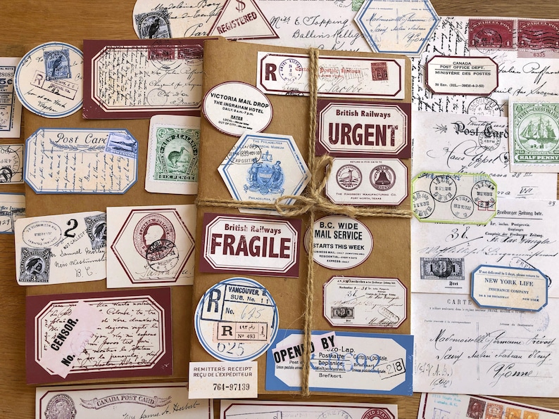 Digital Postal Labels Post Labels Digital Junk Journal Post - Etsy