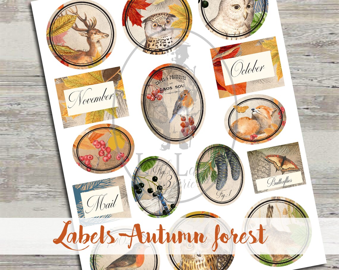 Autumn Digital Labels Junk Journal Fall Forest Printable | Etsy