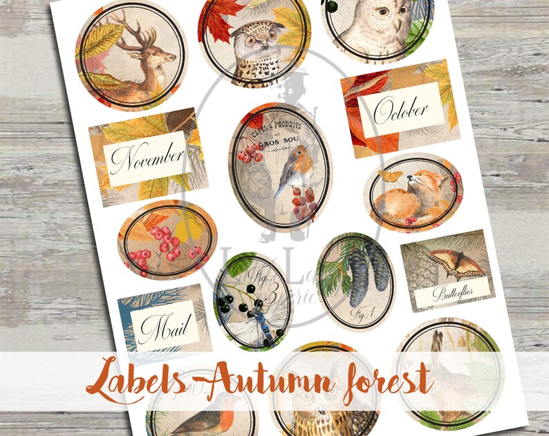 Autumn Digital Labels Junk Journal Fall Forest Printable | Etsy