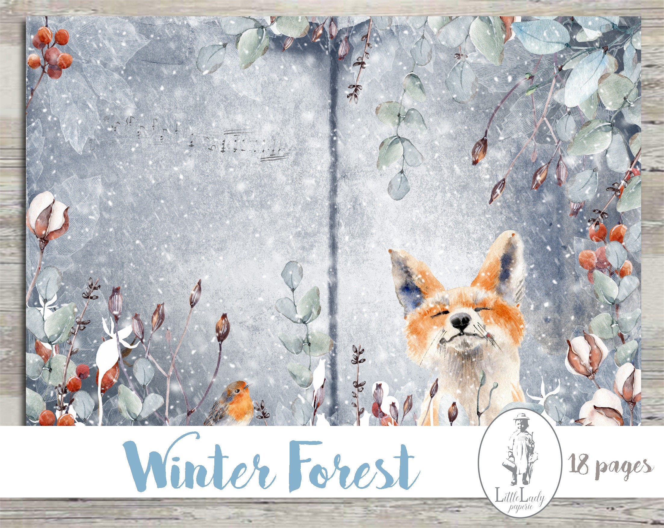 Christmas Winter Digital Junk Journal Kit Christmas Winter Forest ...