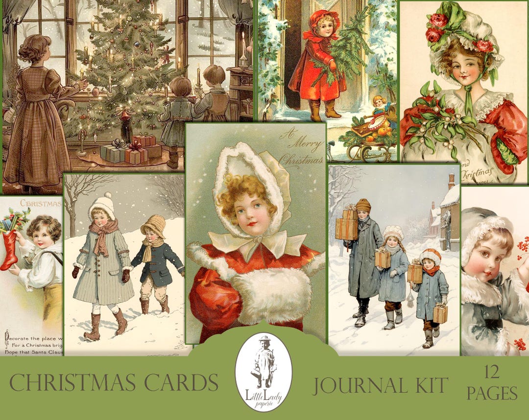Christmas Cards Junk Journal Digital Christmas Basic Kit Christmas ...