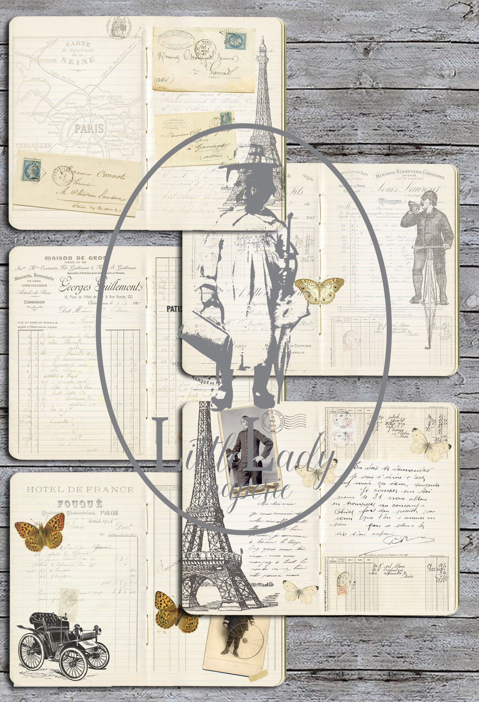 French journal pages french steampunk collage sheet | Etsy