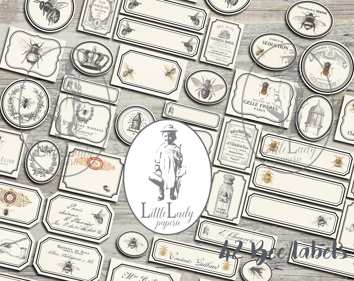 Digital Labels Bee Junk Journal Digital Labels Bees Printable | Etsy
