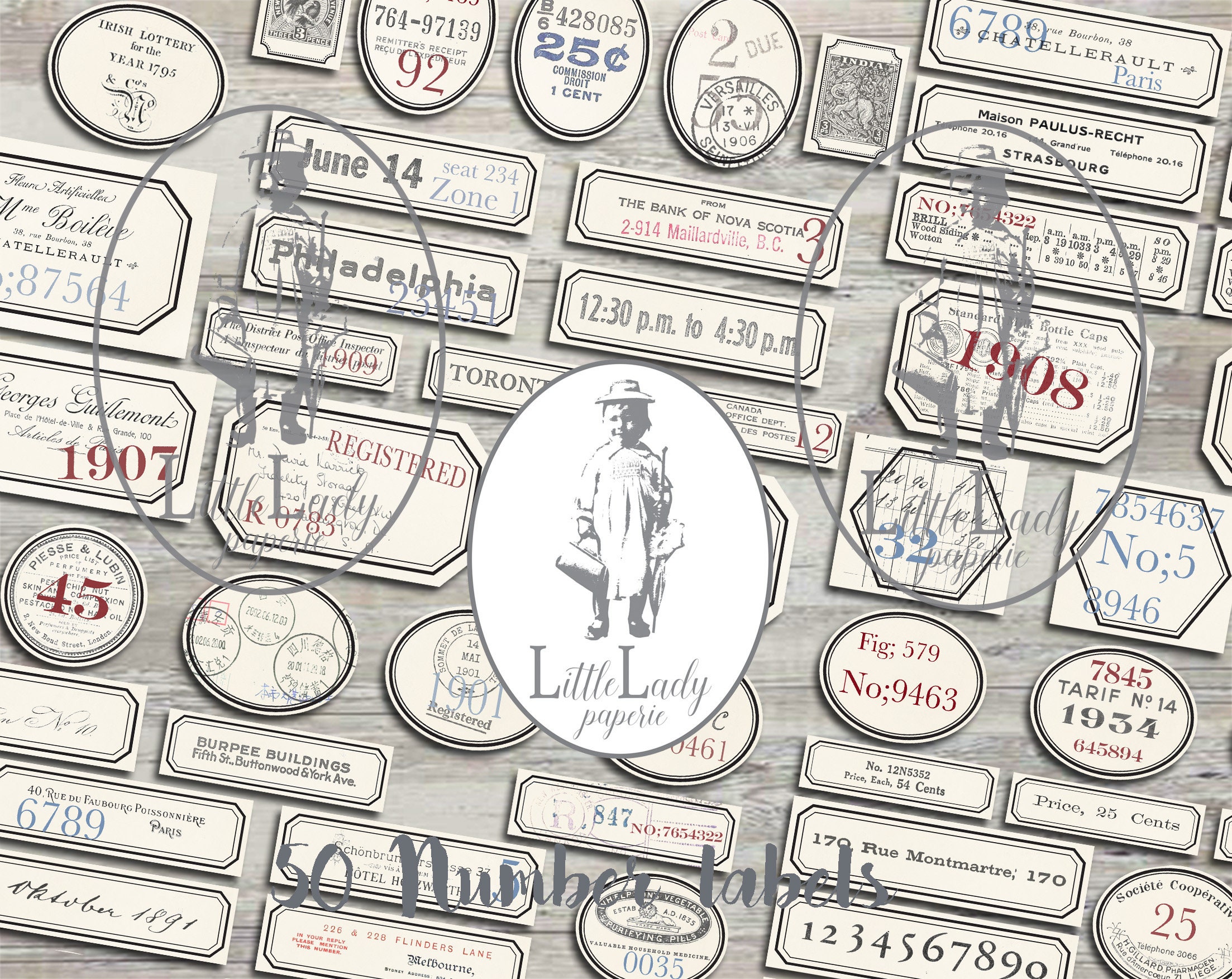 Digital Labels Digital Junk Journal Numbers Printable Random Numbers ...