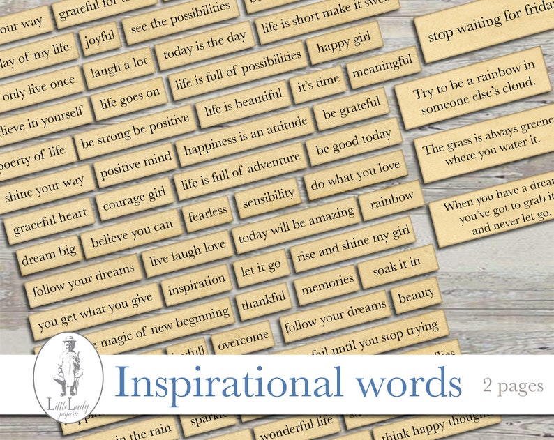 Inspirational Words Label Sheet for Junk Journal (digital Download) - Etsy