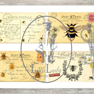 Bee Postcards, Printable Ephemera, Junk Journal Ephemera, Beekeeper ...