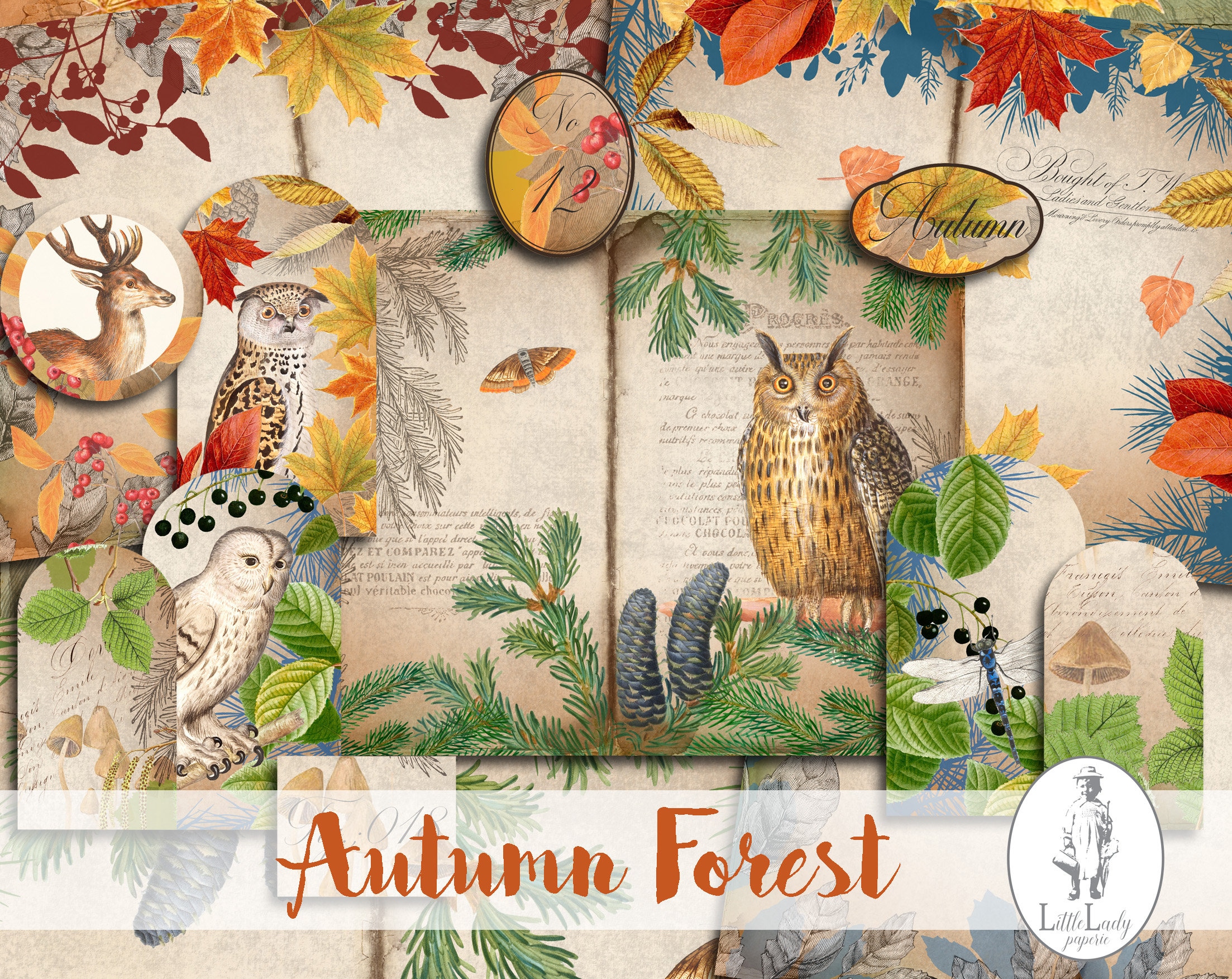 Autumn Junk Journal Forest Kit Fall Junk Journal Digital Autumn Collage ...