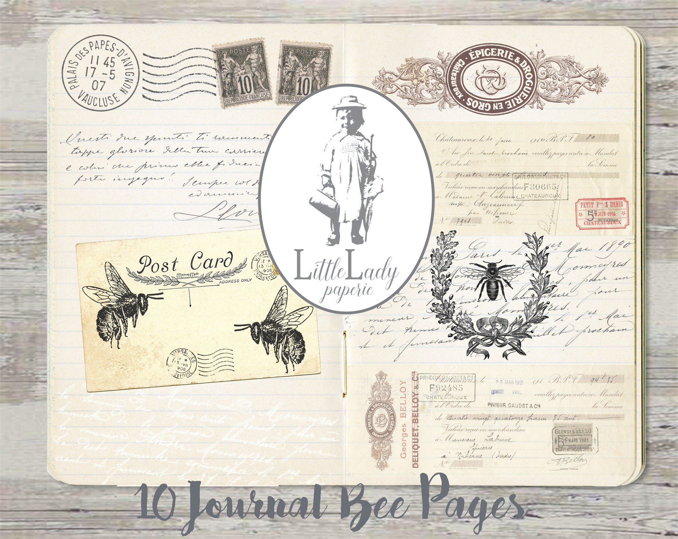 Bee Junk Journal Pages Digital Bees Ephemera Scrapbooking Bee | Etsy