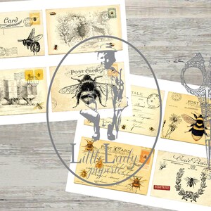 Bee Postcards, Printable Ephemera, Junk Journal Ephemera, Beekeeper ...
