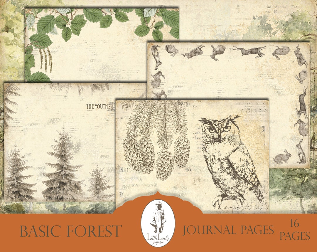 Forest Woodland Basic Pages Junk Journal Basic Digital Forest Woodland ...
