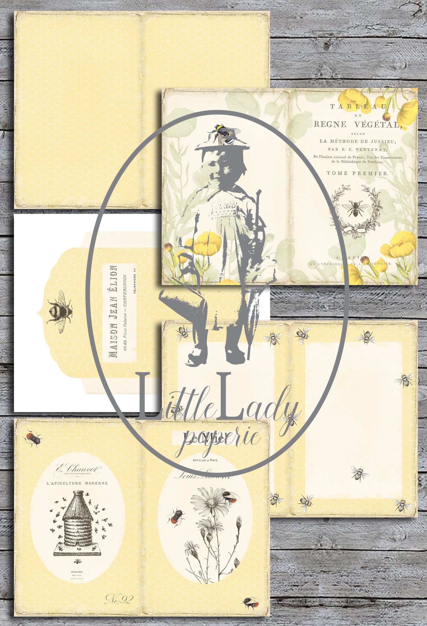 Bee Junk Journal Digital Bee Journal Kit Bees Collage Sheet - Etsy