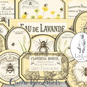 Digital Bee Labels Junk Journal Digital Bee Labels Printable Bee Book ...
