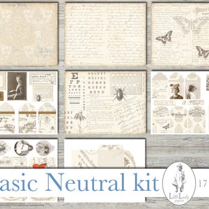Basic Neutral Junk Journal Digital Kit Basic Pages Printable Kit ...