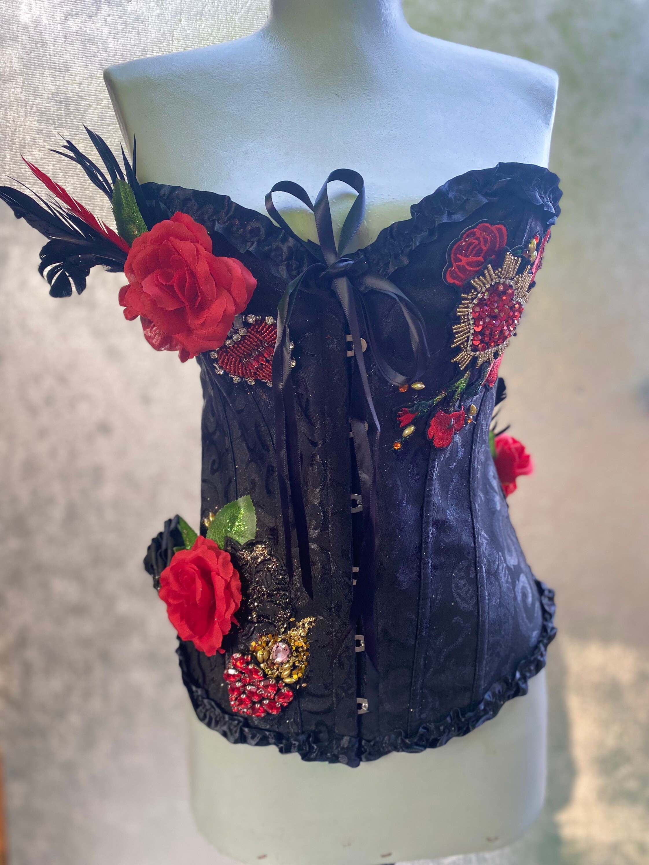 Feathered Made to Order Catrina Corset sacred Heart All Sizes Last Day ...