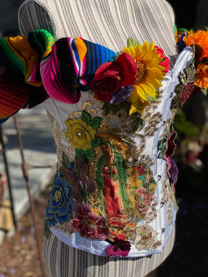 Custom PRIDE Catrina Corset Virgin De Guadalupe With Serape Sleeve Made ...